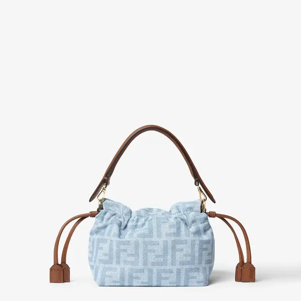 Fendi Baguette® Soft Small Light Blue Ff Denim Mini-bag